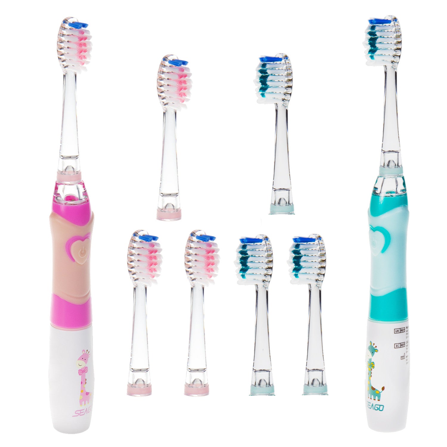 SEAGO children's sonic toothbrush, pink color, 3 tips,SG-977 Pink + SE – Euroelectronics UK