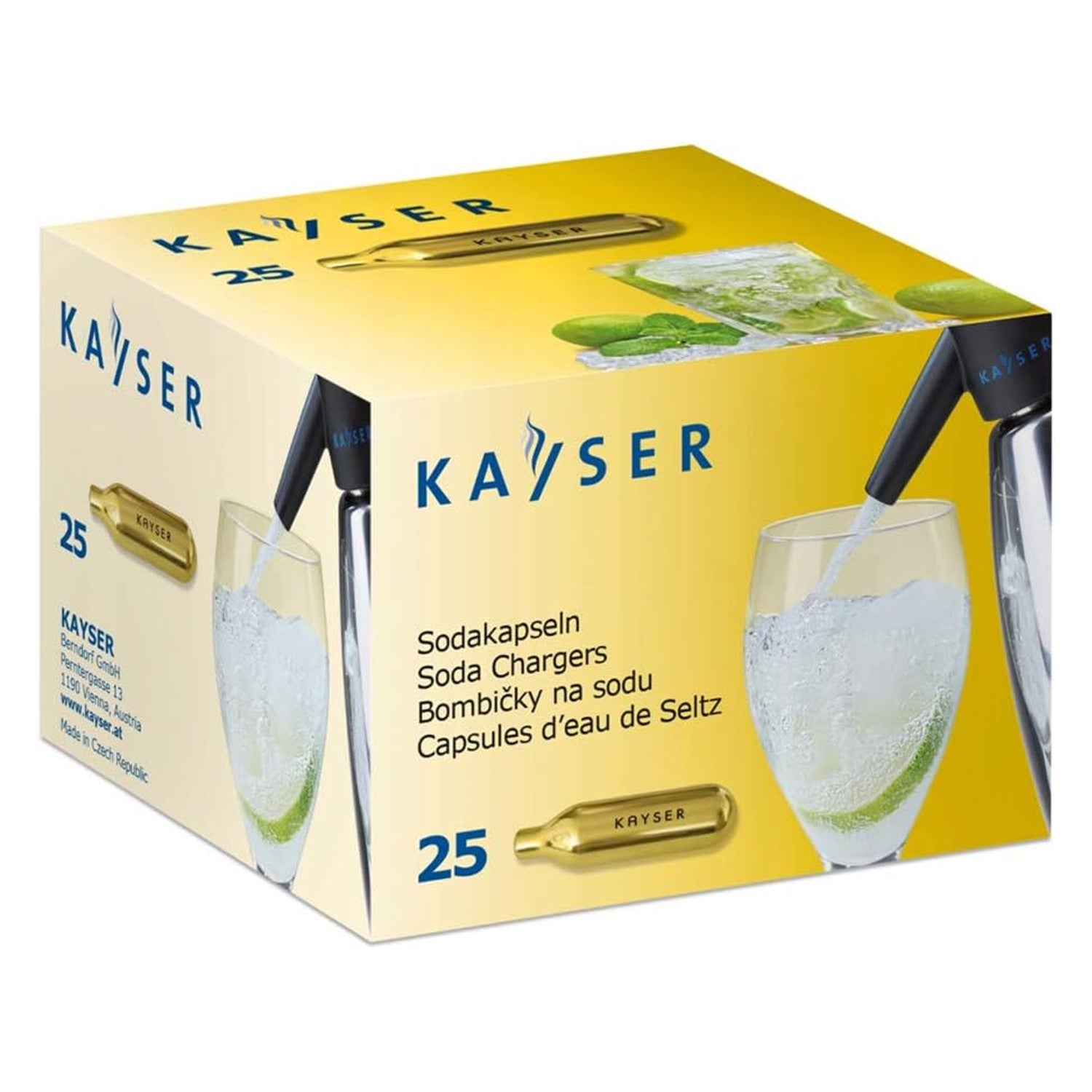 Kayser CO2 cartridges for Quick Soda Maker saturator, 7.5g, 25 pieces ...