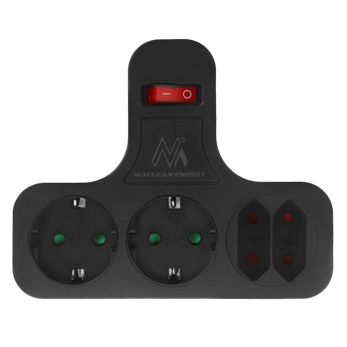 Maclean Quadruple Socket with Switch and Stabilizing Foot, Schuko Type ...