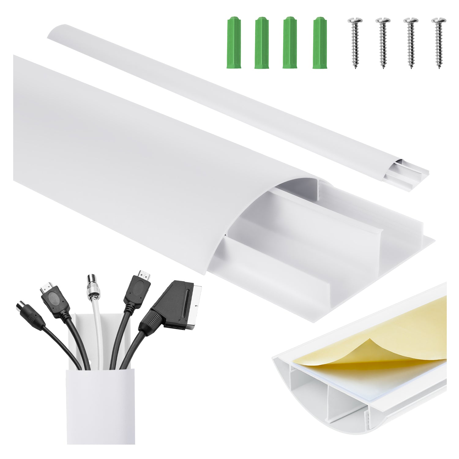 Maclean aluminum cable masking strip, 62x20x750mm, white, MC-814 W ...