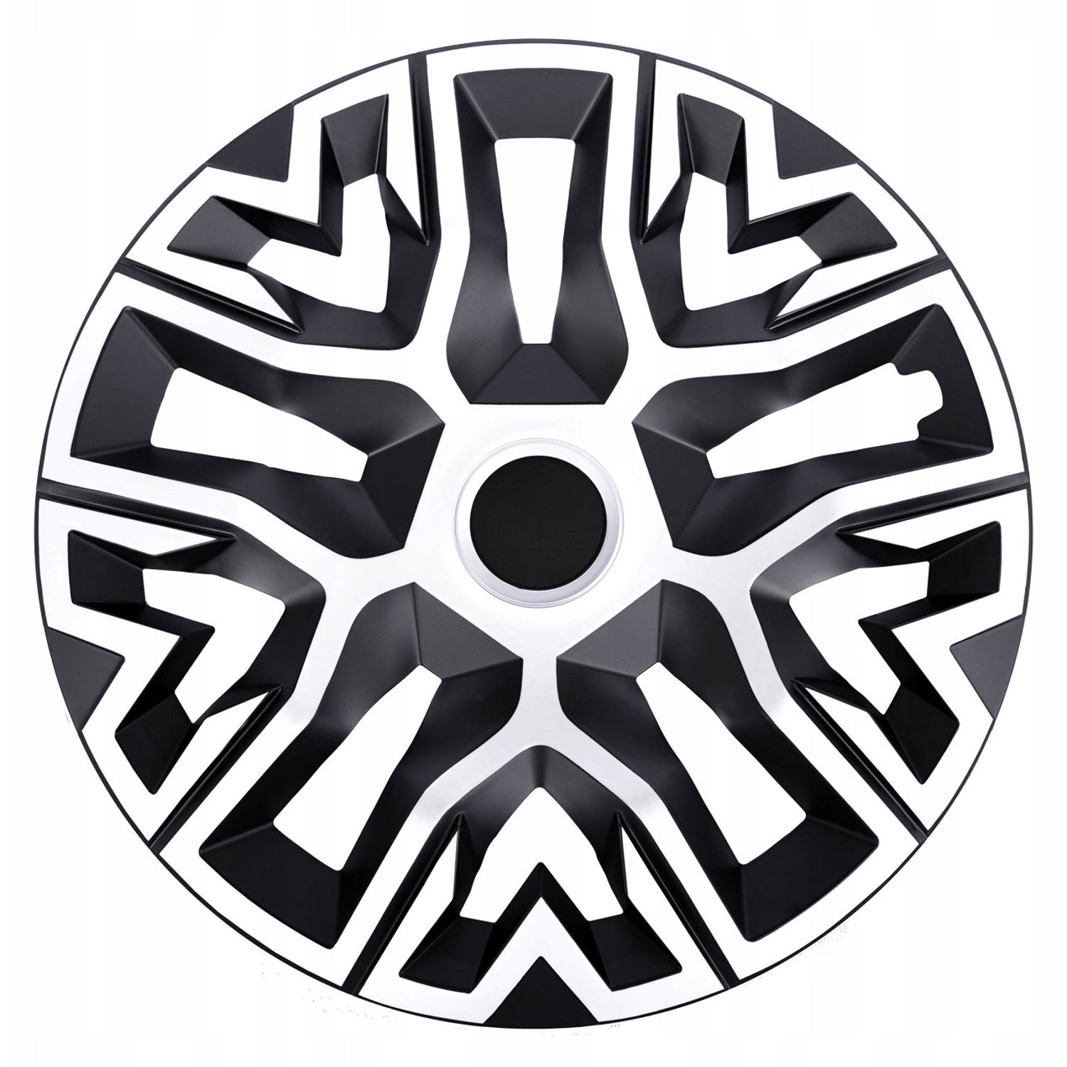 Universal hubcaps 15'' NRM The Best Bicolor white and black 4 pieces w ...