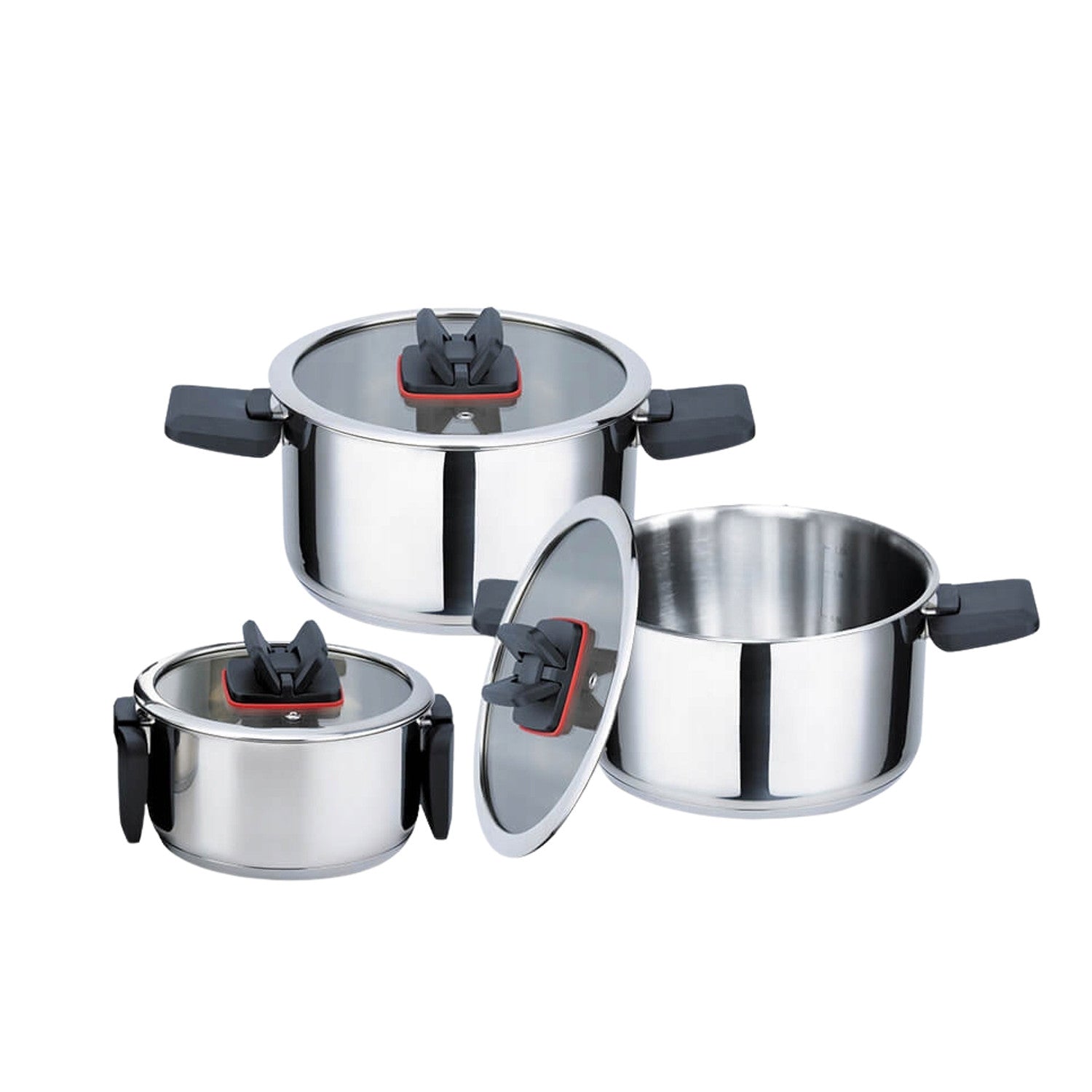 Maestro pot set, 6 pieces, stainless steel, folding handles, MR-3531-6 ...