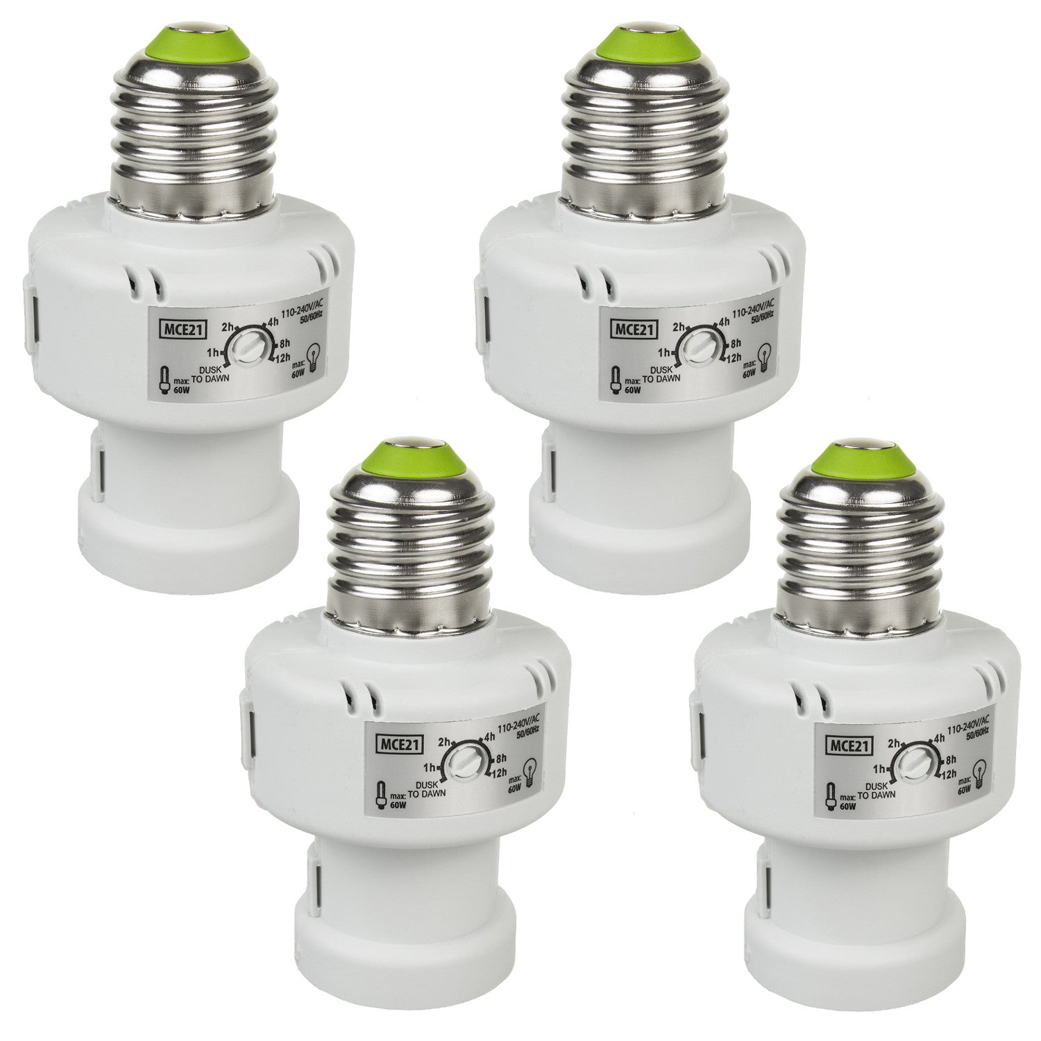 Maclean bulb holder, E27, max. 100W, with dusk sensor, timer, white co ...