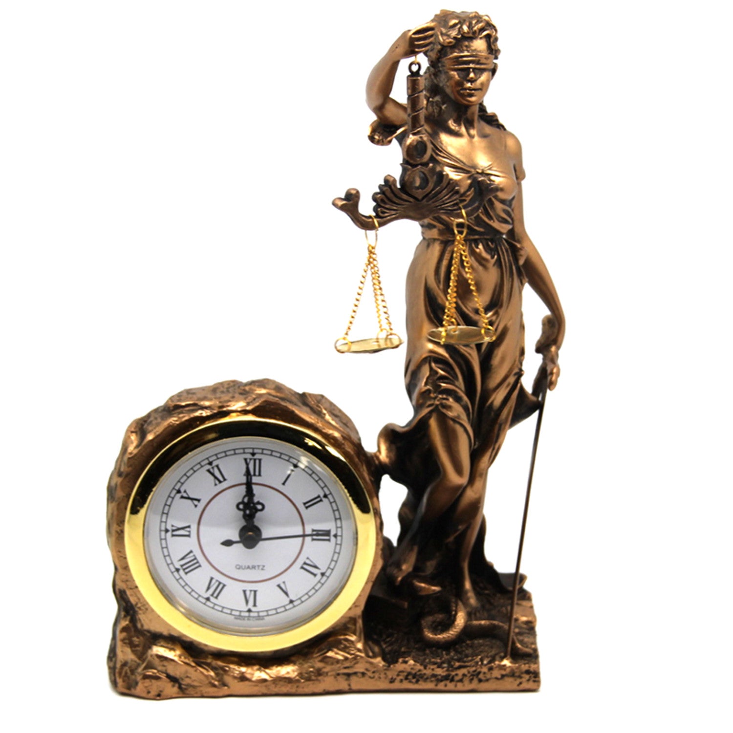 Figurine of Temida Goddess of Justice, clock, Queen Isabel ...