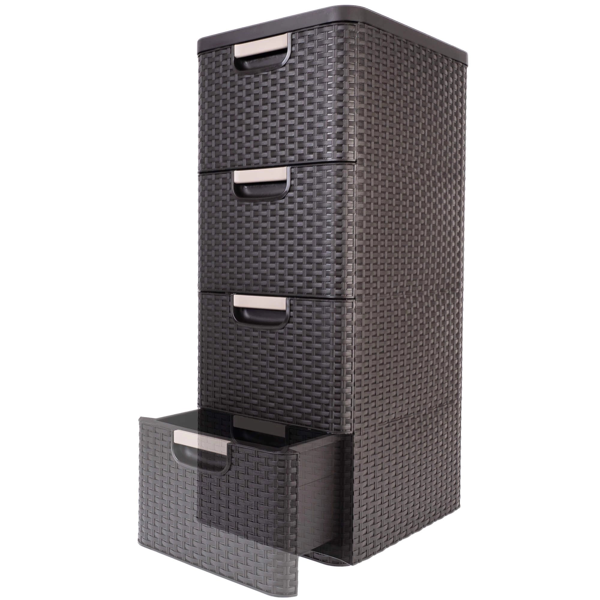 Curver 209906 Storage Unit with Drawers Curver Rattan Style Chest of D ...