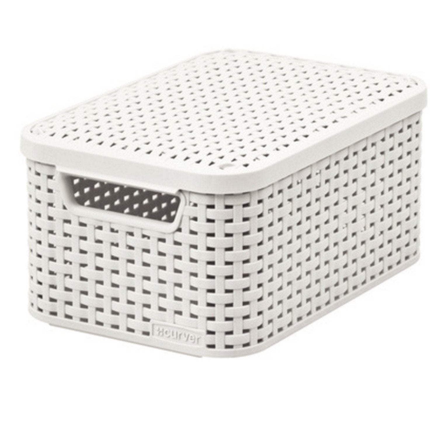 Curver Storage Box Basket Multipurpose with Lid Cream White Rattan Sty ...