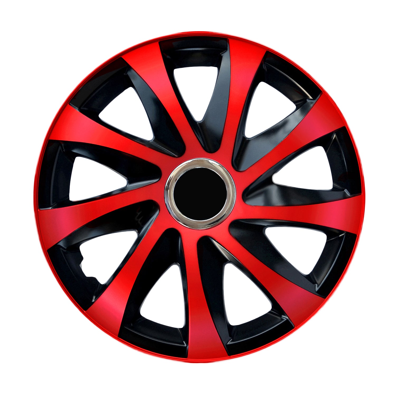 NRM DRIFT Extra red/black 15" universal hubcaps 4 pieces ...