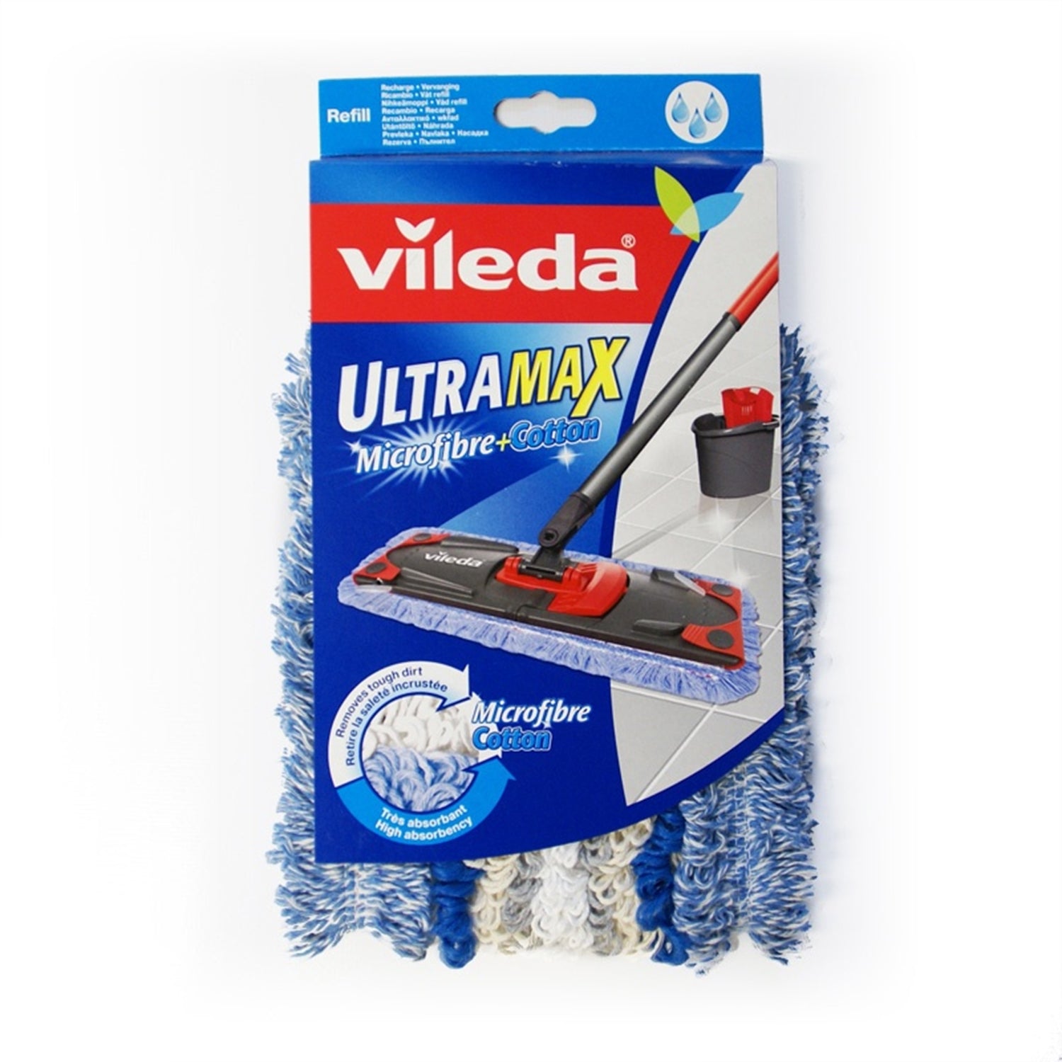 Vileda 141626 Vileda Ultramax Replacement Pad Head Refill Micro Cotton ...