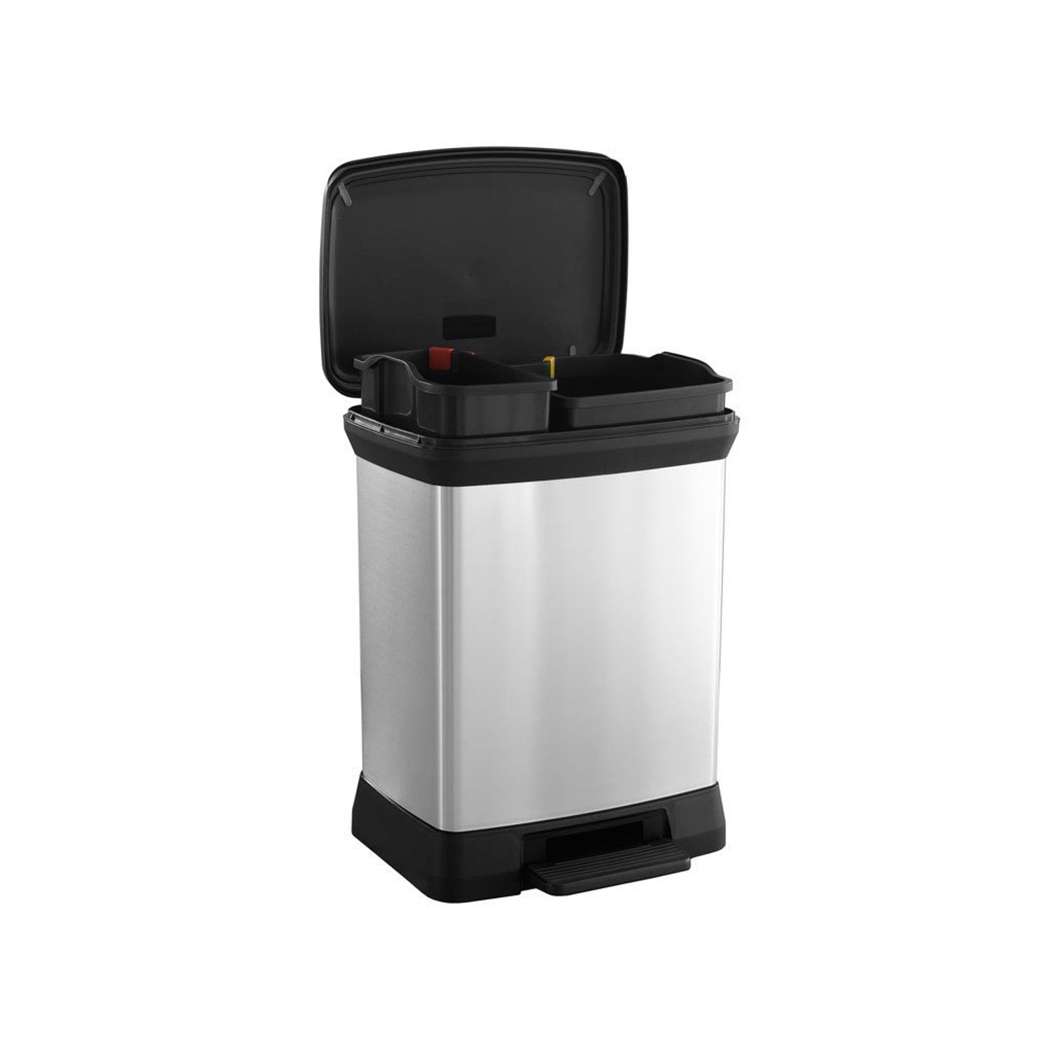 Curver Deco Bin Duo with Pedal for Segregation Recycling Metallized 10 ...