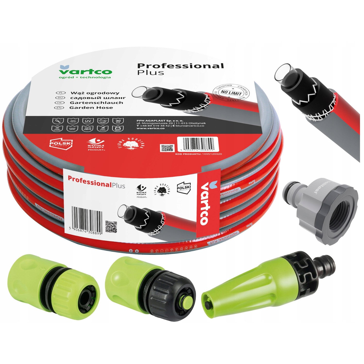 Garden hose set 6 layers 30m 1/2" Vartco + fittings – Euroelectronics UK