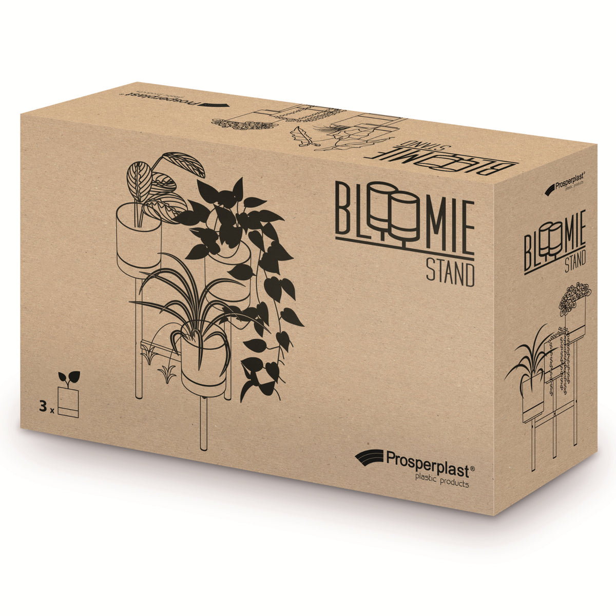 Prosperplast Bloomie Stand Three Legged Flower Stand with 3 Pots Plant ...