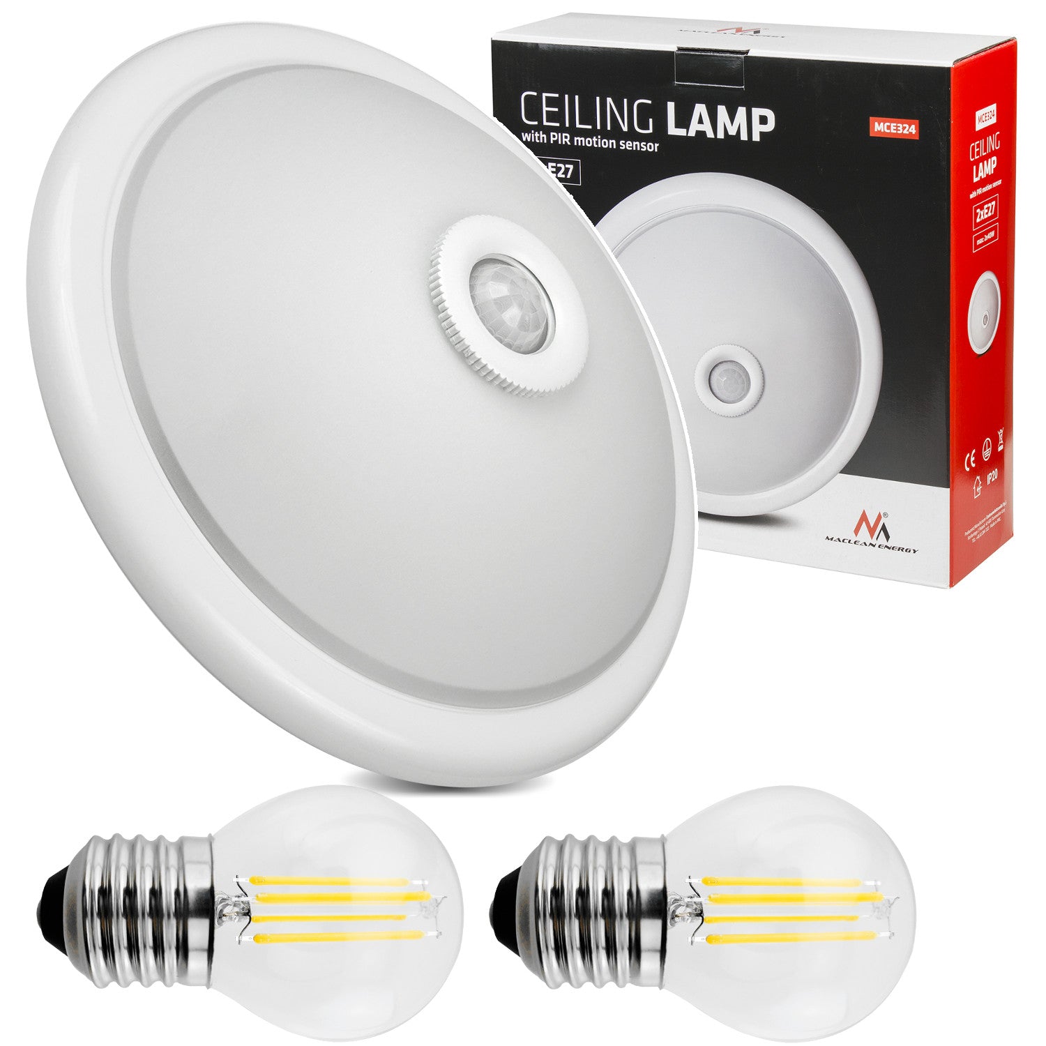 Maclean PIR sensor plafond, ceiling mounted, with LED light source, 2x ...